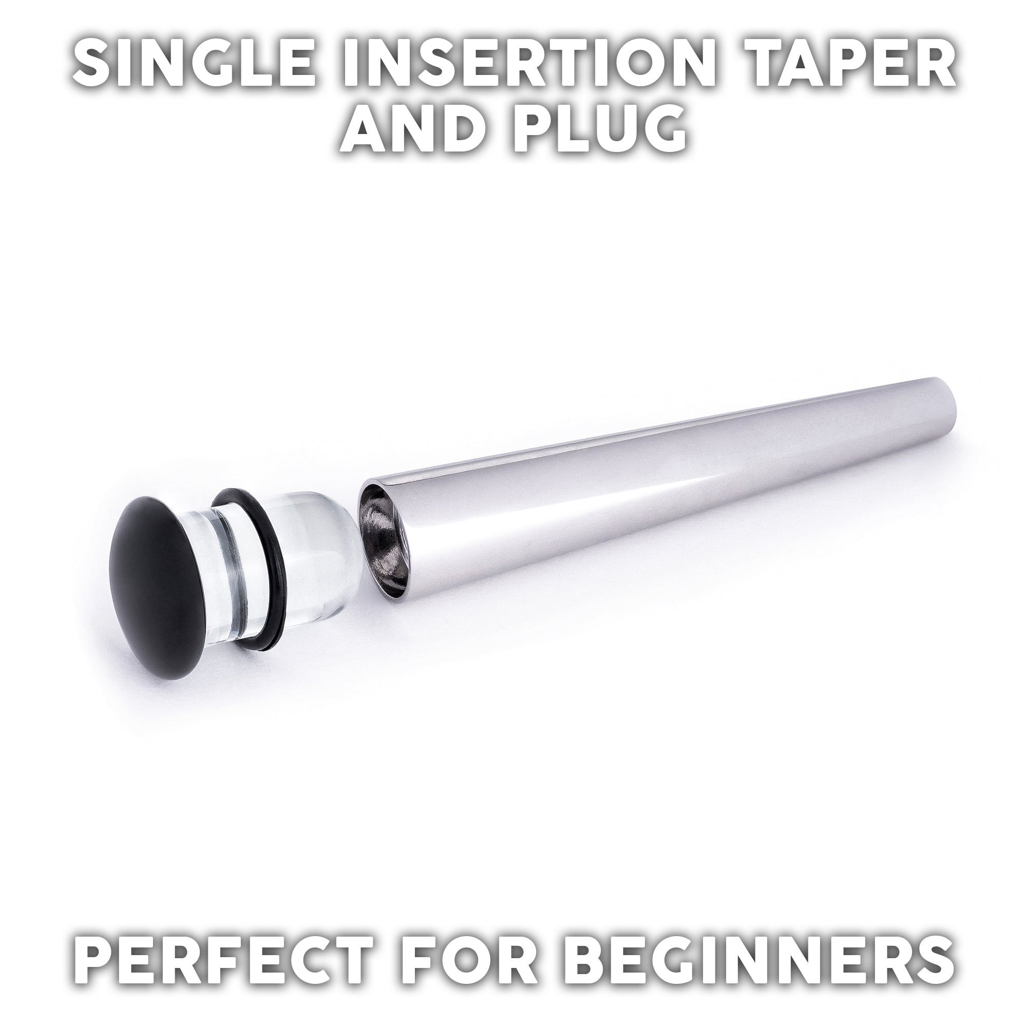 Single Size Ear Stretching Taper + Black Glass Plug Sizes 1.6mm to 16m ...