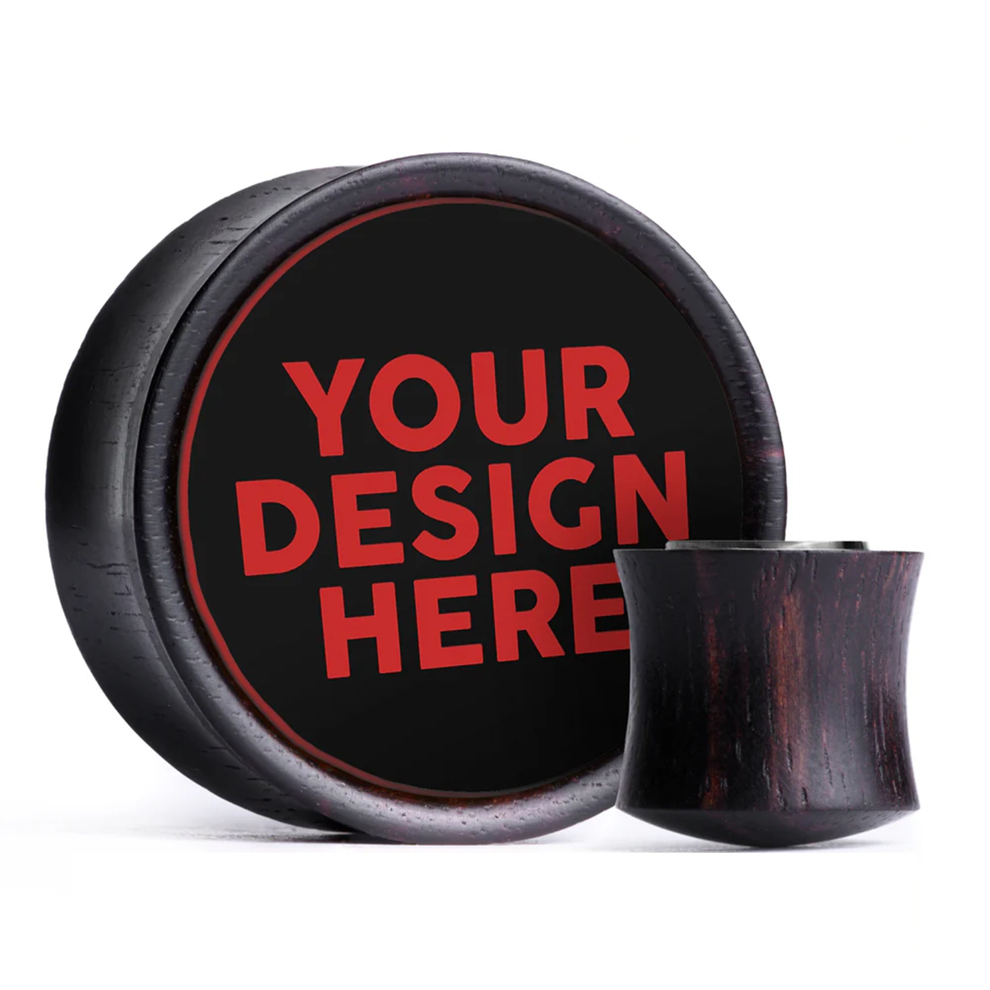Make Your Own Plug / Gauge - Black & Red Inlay Ebony Wood | Convex Dou ...