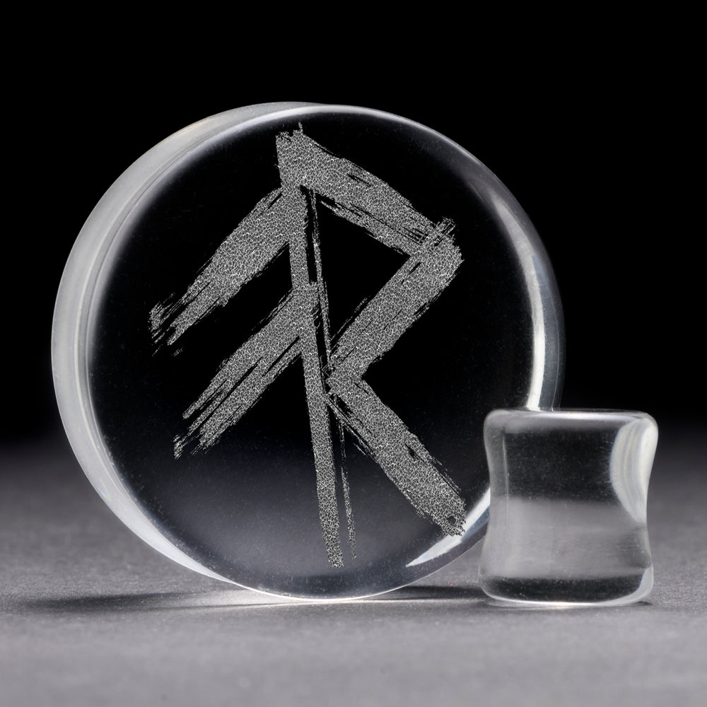 Energy Rune Viking Plug / Gauge - Clear Glass | Doppelaufgeweitet mit ...