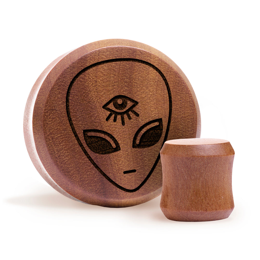 Alien Plug / Gauge - Saba Wood | Doppelaufgeweitet mit flachem Gesicht ...