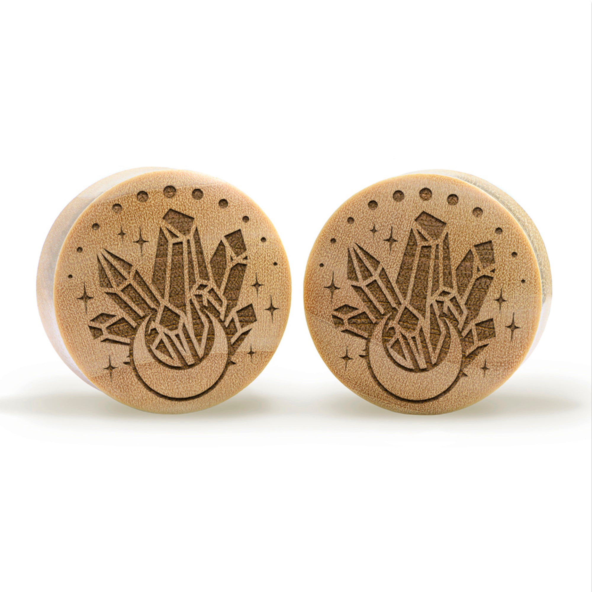 Crystal Moon Plug / Gauge - Crocodile Wood | Convex Double Flare ...