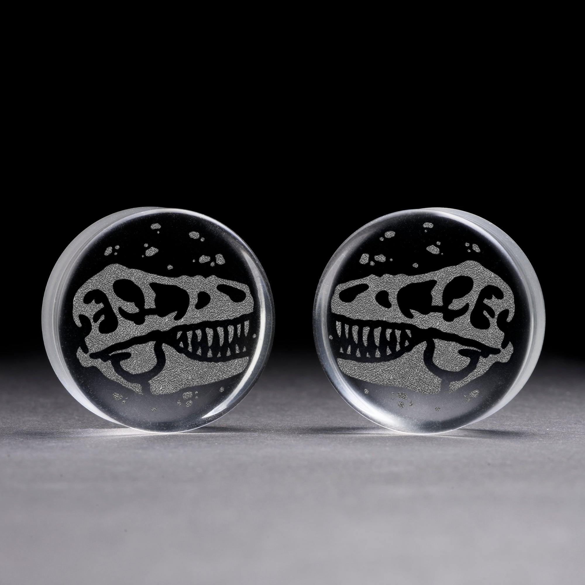 T-Rex Dinosaur Plug / Gauge - Clear Glass | Flat Faced Double Flare ...
