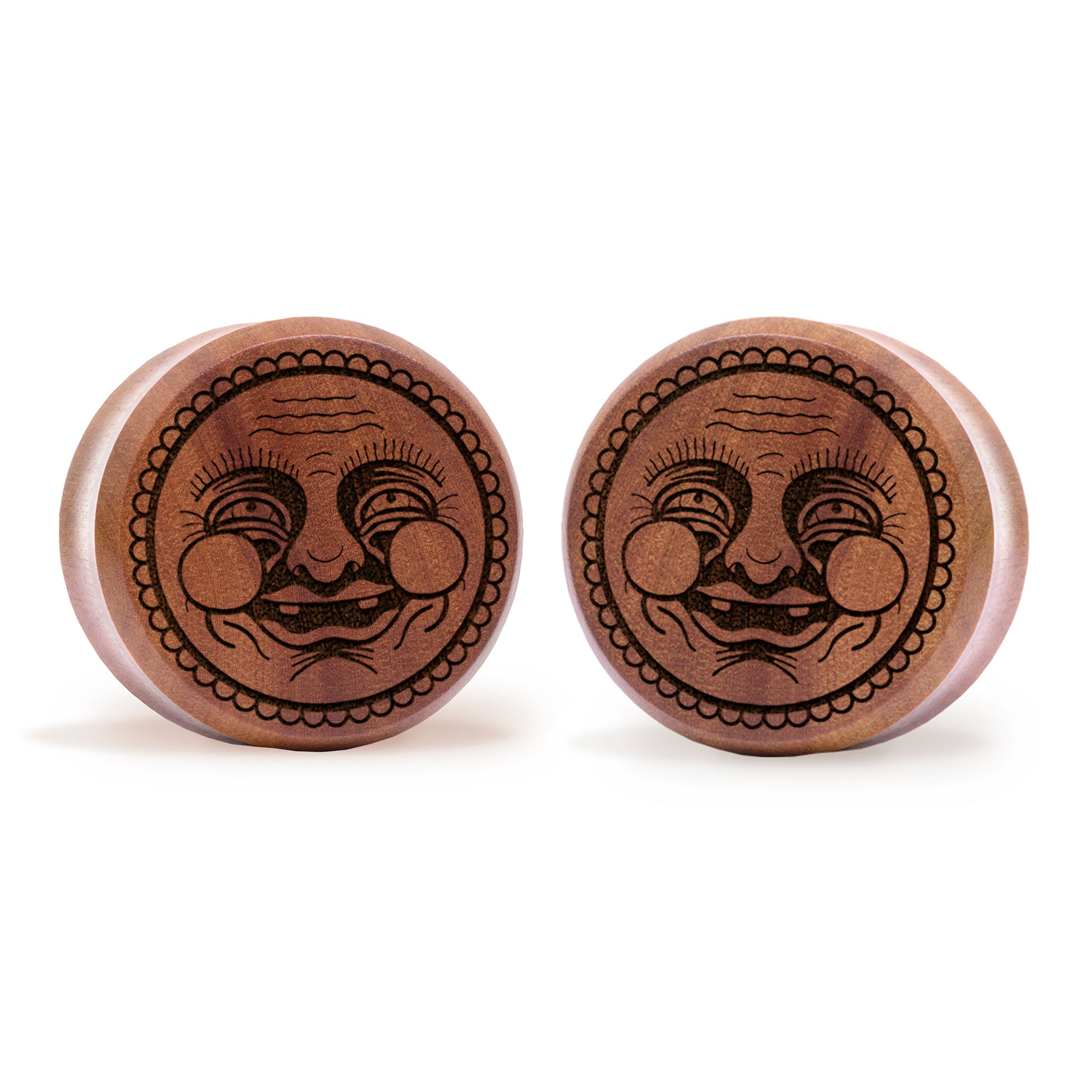 Happy Face Plug / gauge - Saba Wood | Doppelaufgeweitet mit flachem Ge ...