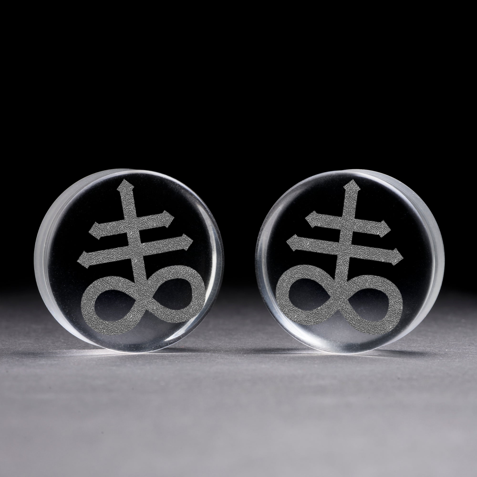 Leviathan Cross Plug / Gauge - Clear Glass | Flat Faced Double Flare – Custom Plugs