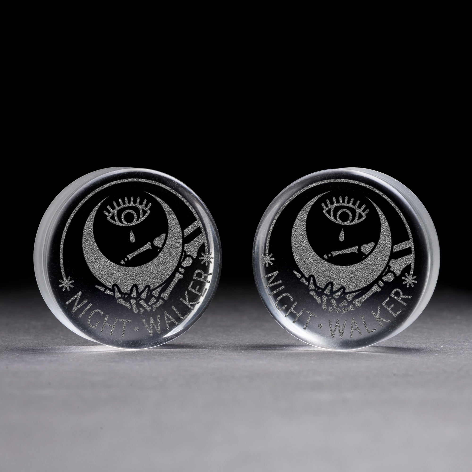 Night Walker Moon Plug / gauge - klares Glas | Doppelaufgeweitet mit f ...