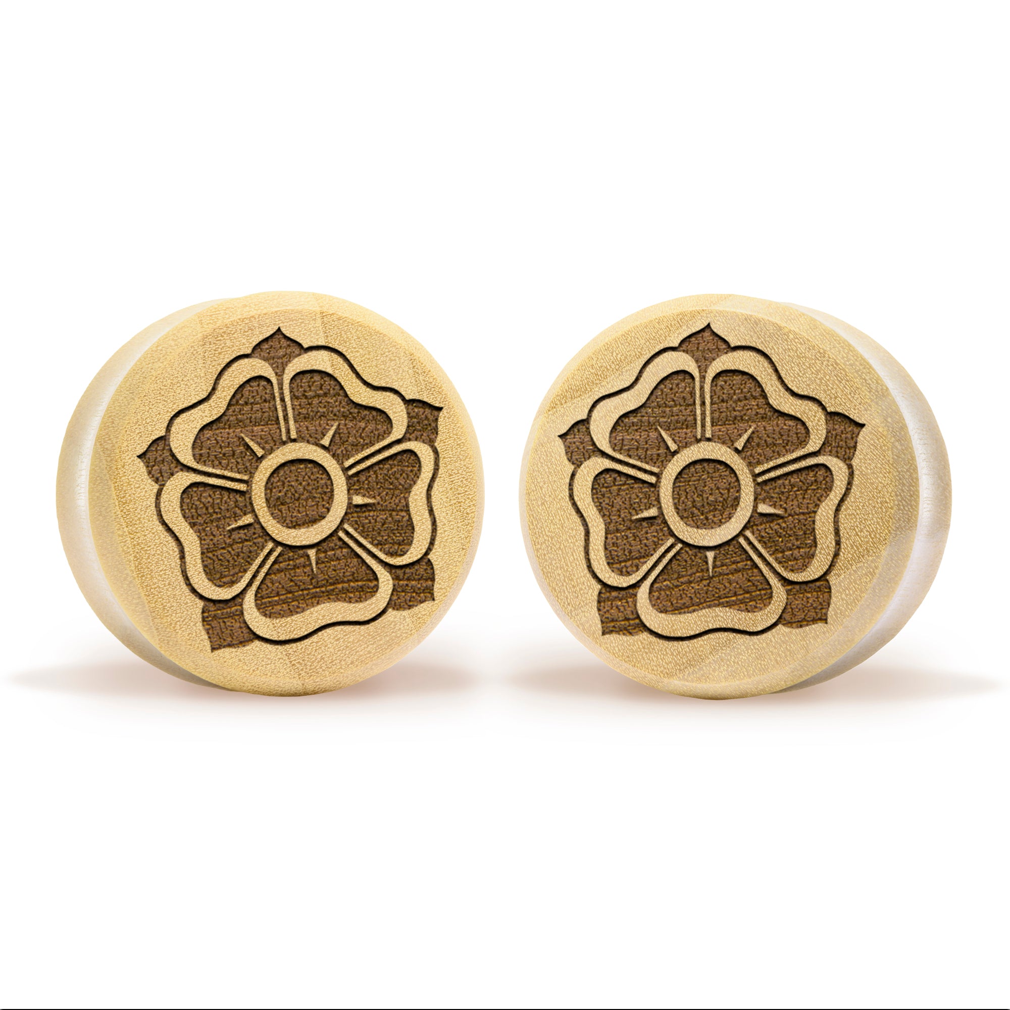 Old School Flower Plug / Gauge - Crocodile Wood | Flat Faced Double Fl ...