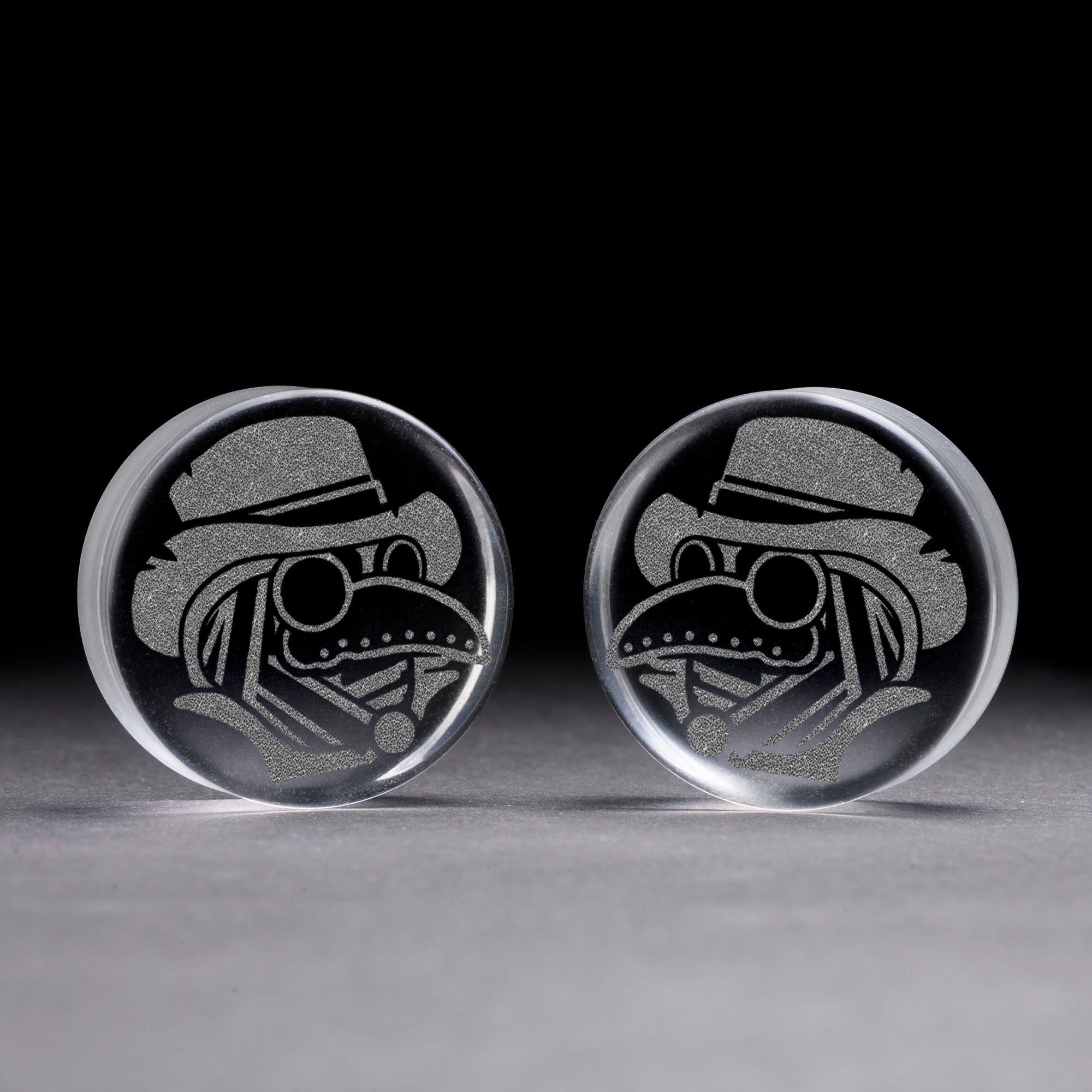 Plague Doctor Plug / Gauge - Clear Glass | Flat Faced Double Flare ...