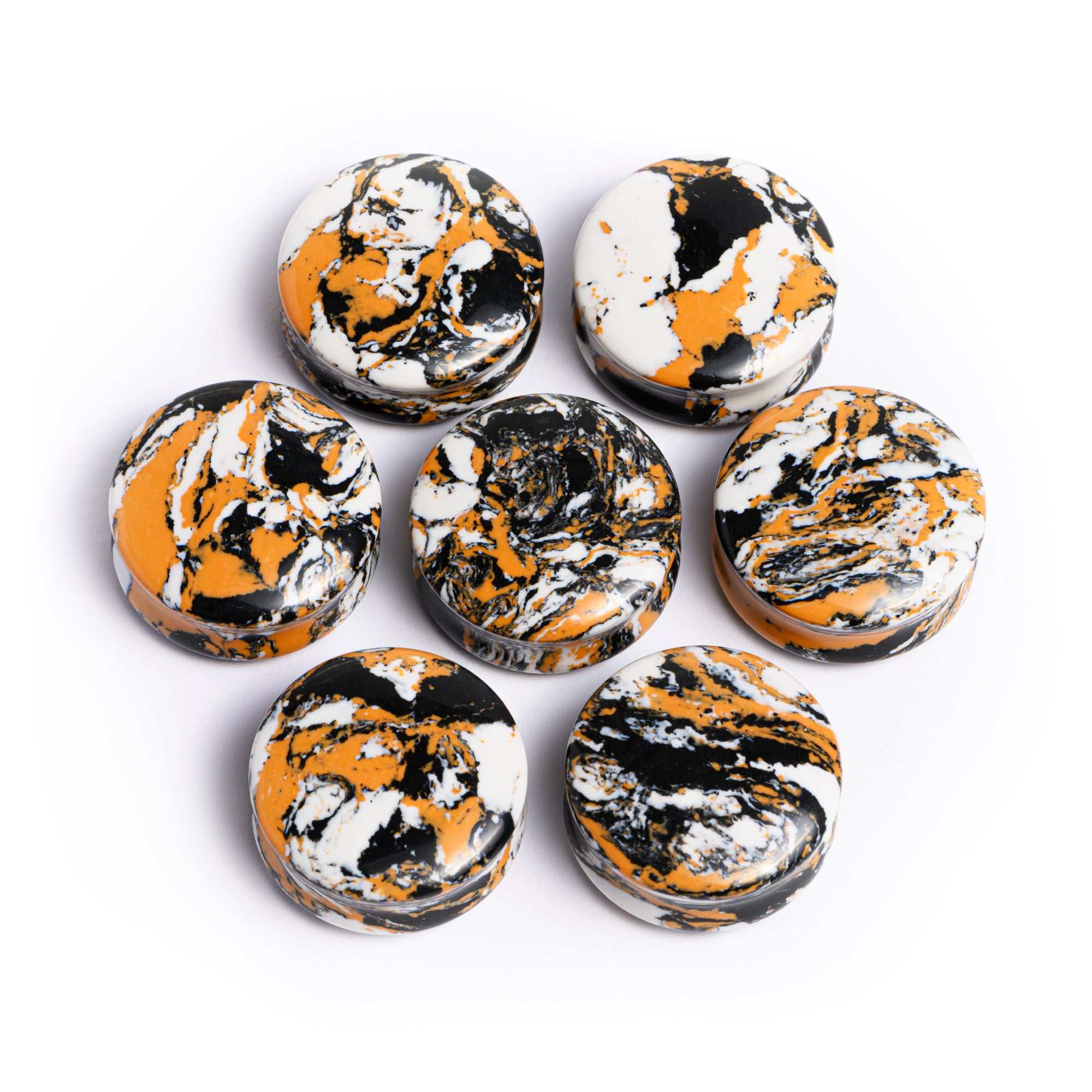 Marble Orange & Black Stone Plug / Gauge – Custom Plugs