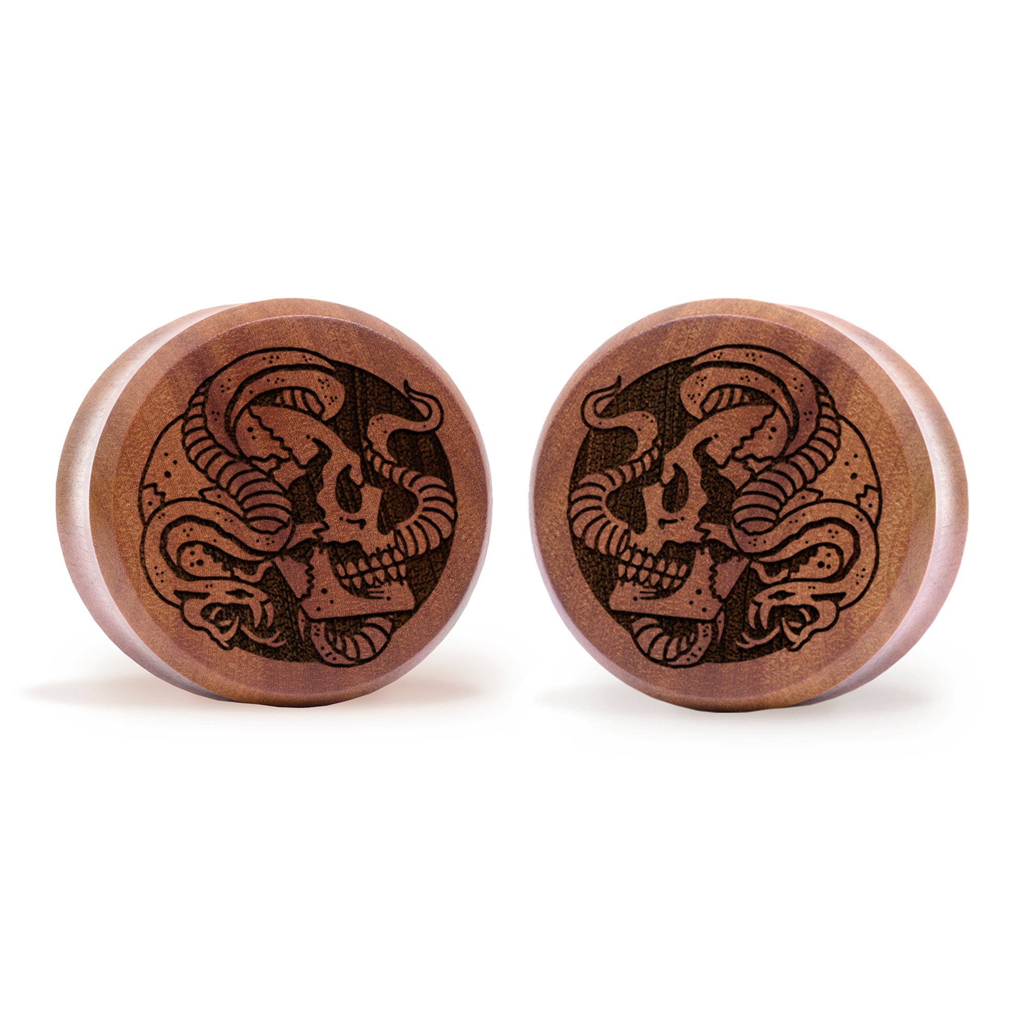 Snake Skull Plug / Gauge - Saba Wood | Flat Faced Double Flare – Custom ...