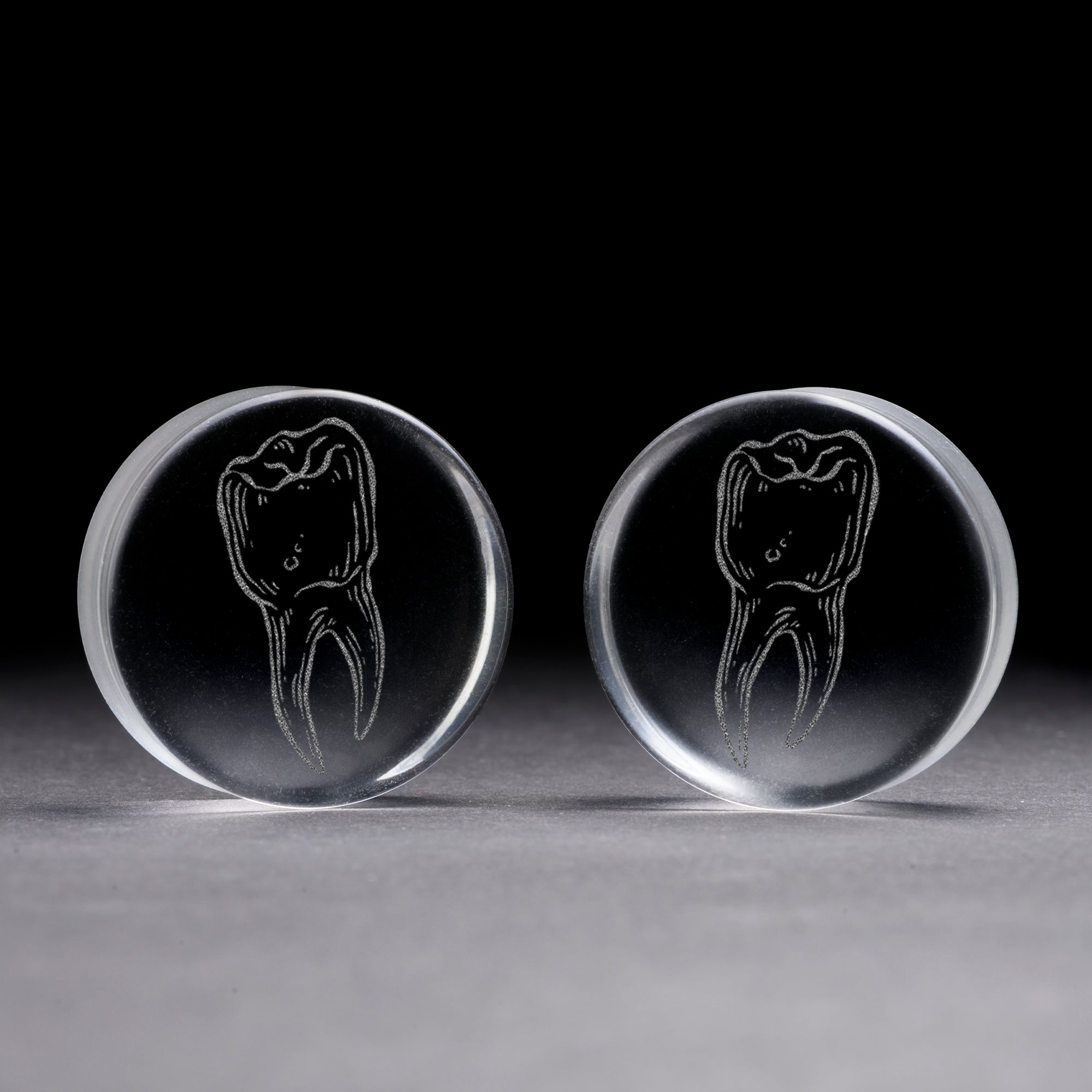 Tooth Plug / Gauge - Clear Glass | Flat Faced Double Flare – Custom Plugs
