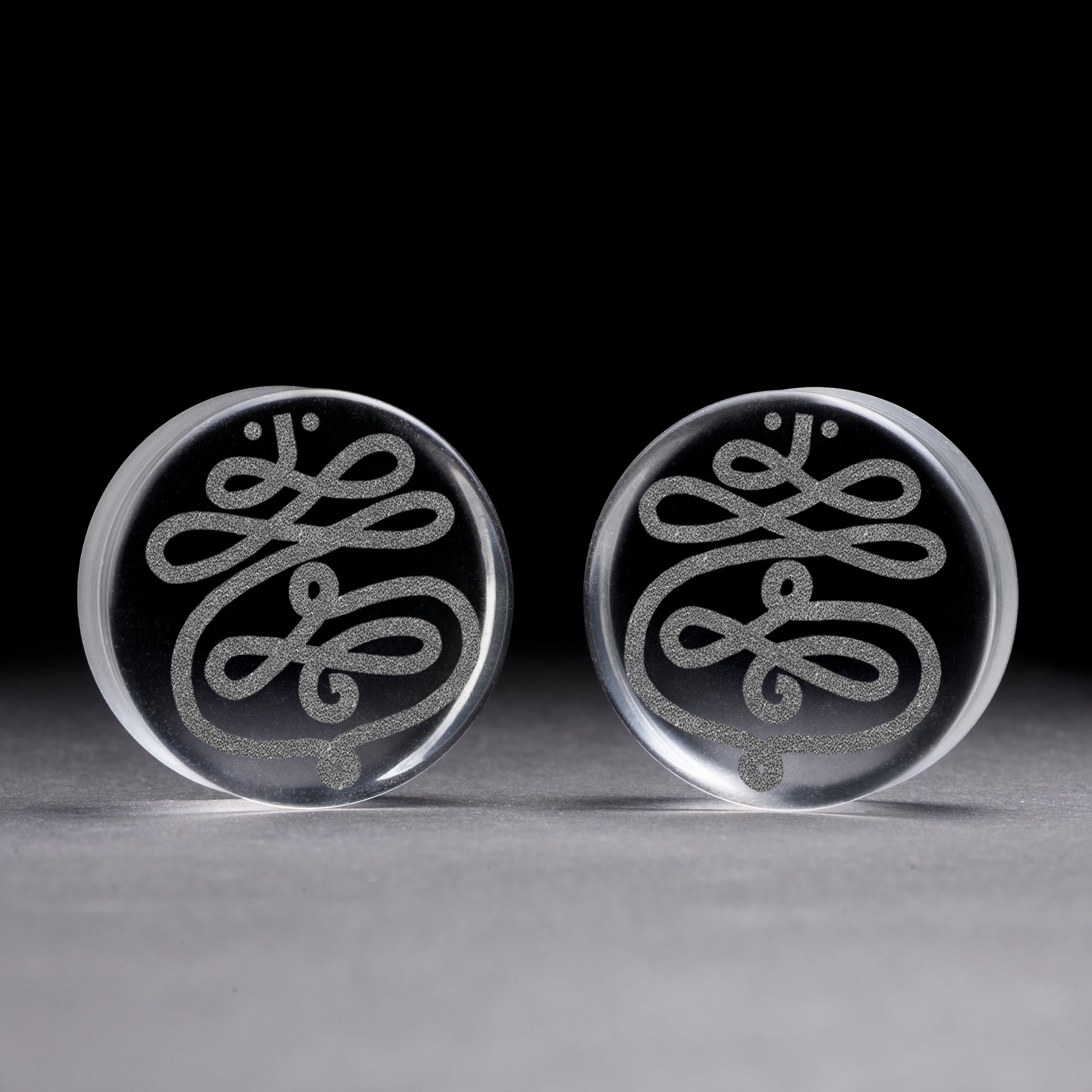 Unalome Plug / Gauge - Clear Glass | Flat Faced Double Flare – Custom Plugs