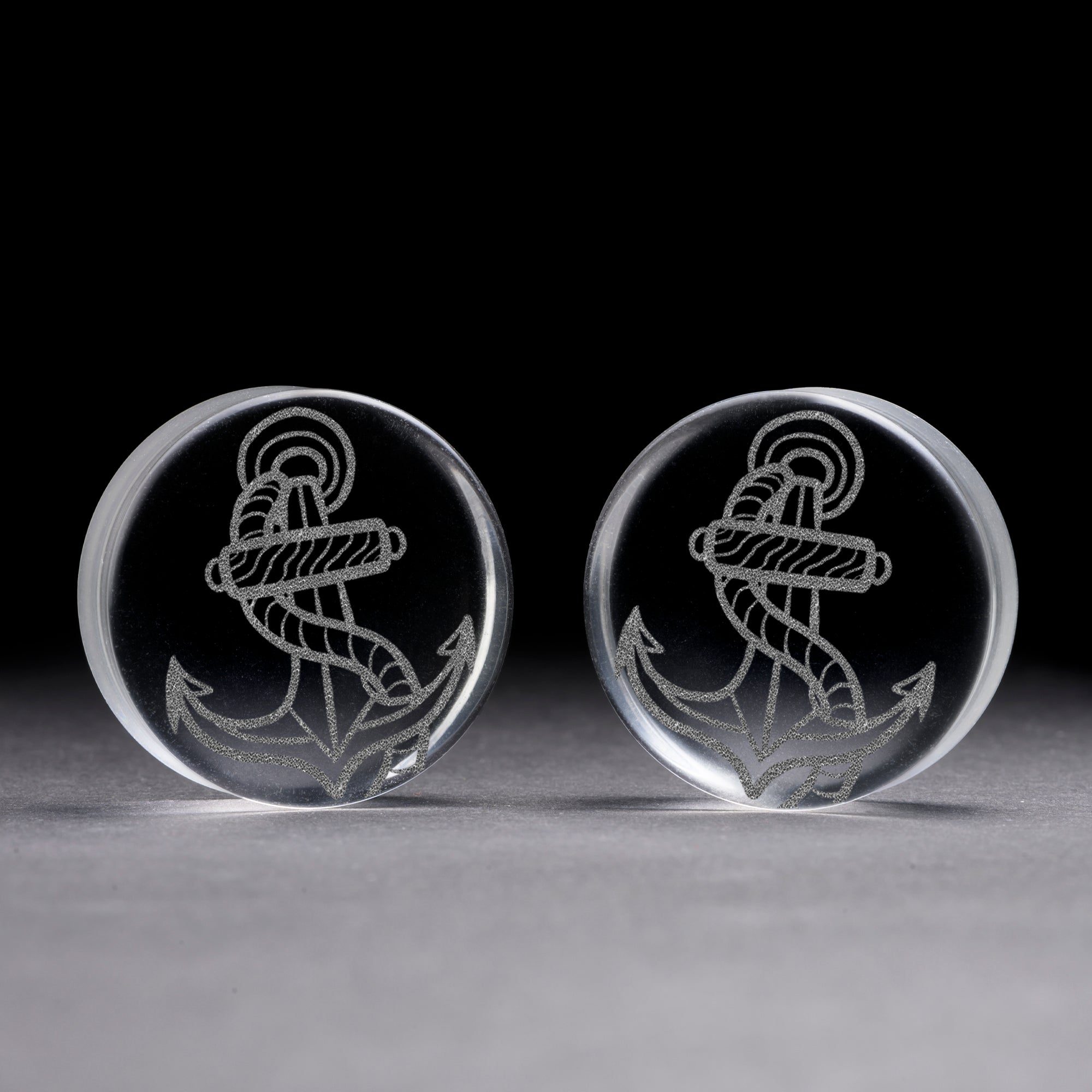 Union Anchor Plug / Gauge - Clear Glass | Flat Faced Double Flare ...